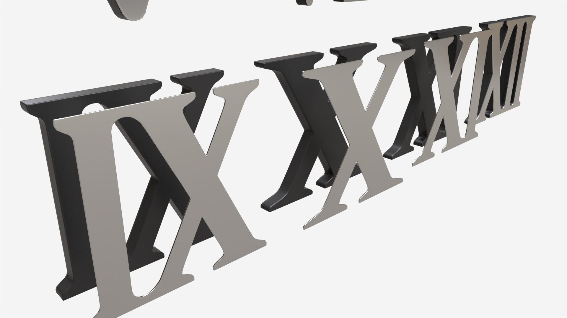 Roman Numbers Silver Metal Plastic 3D Model - TurboSquid 1920621