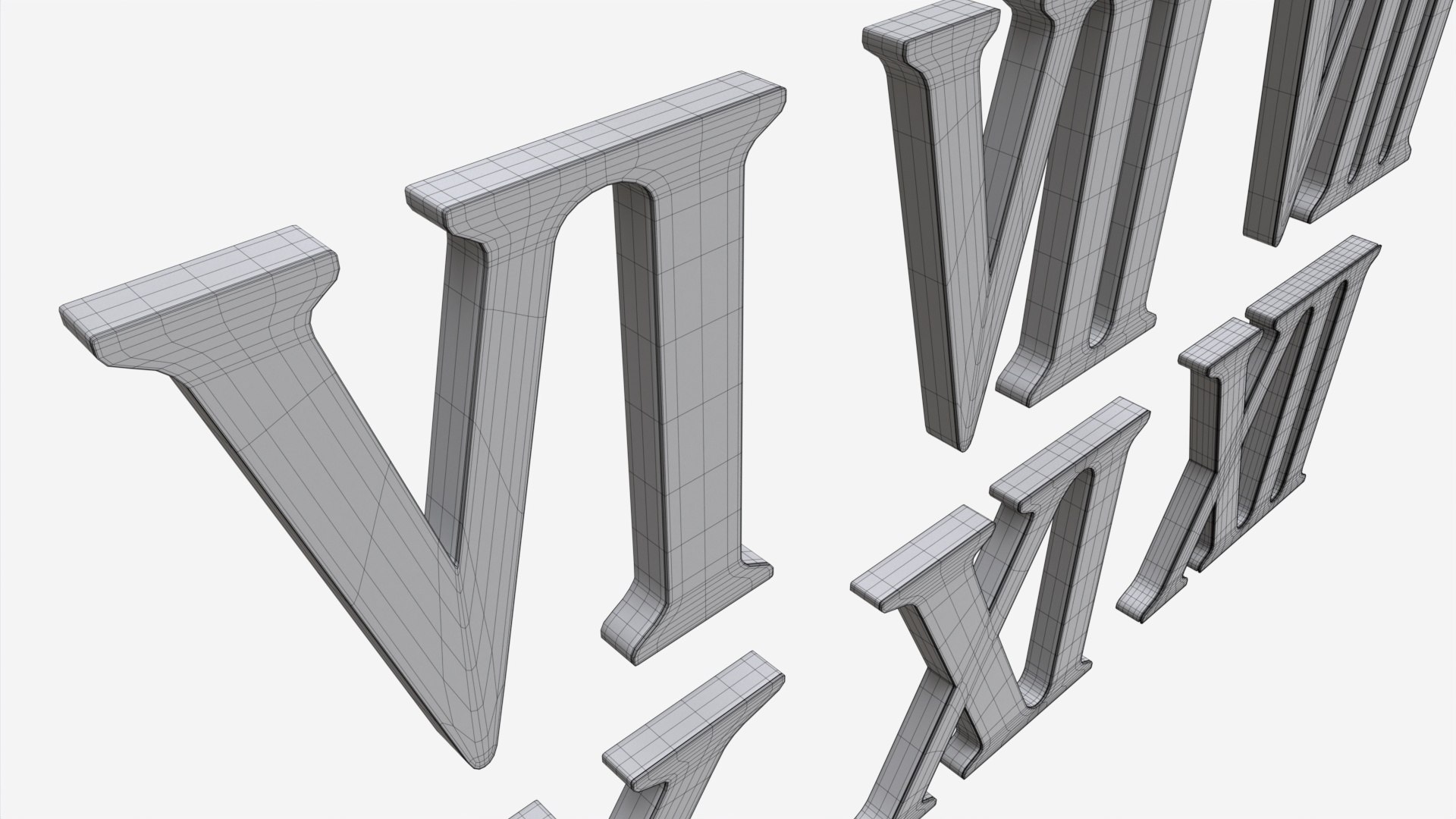 Roman Numbers Silver Metal Plastic 3D Model - TurboSquid 1920621