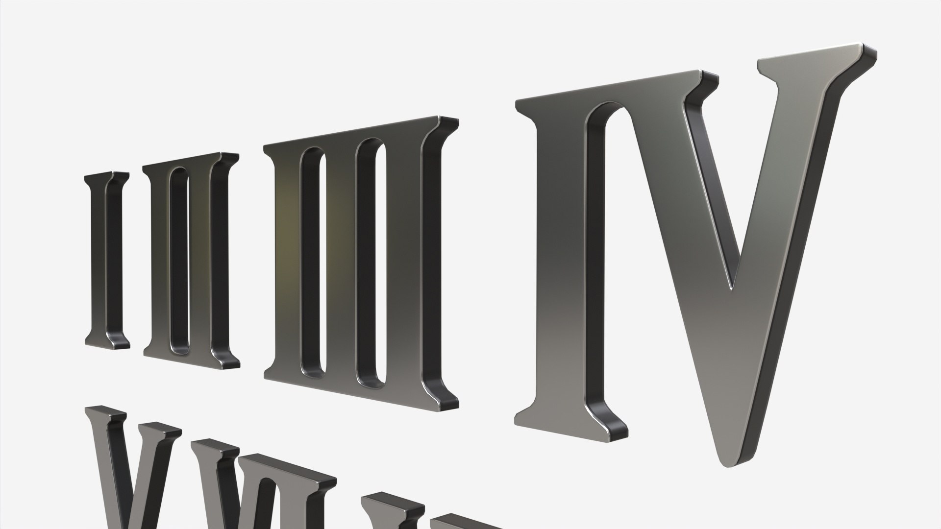 Roman Numbers Silver Metal Plastic 3D Model - TurboSquid 1920621
