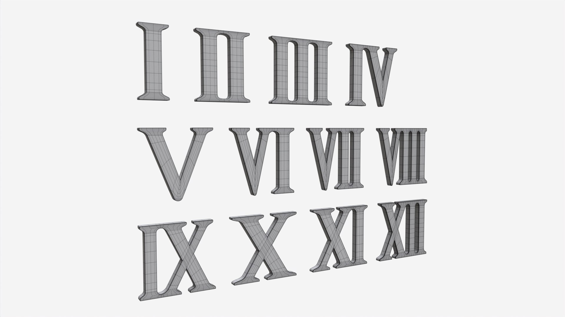 Roman Numbers Silver Metal Plastic 3D Model - TurboSquid 1920621