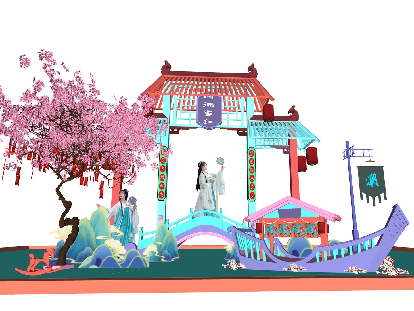 Chinese Style Commercial Layout Garden Party 3D Model - TurboSquid 2160263