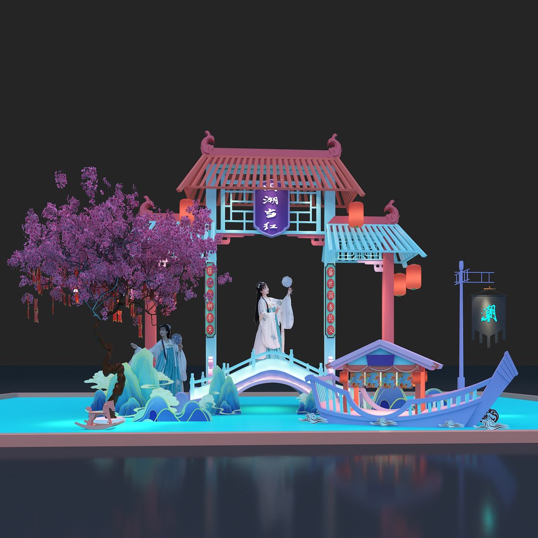 Chinese style commercial layout garden party 3D model - TurboSquid 2160263