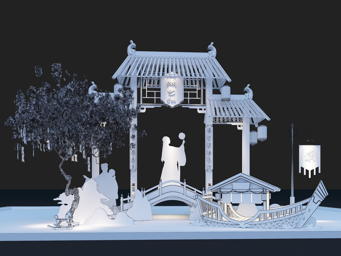 Chinese Style Commercial Layout Garden Party 3D Model - TurboSquid 2160263