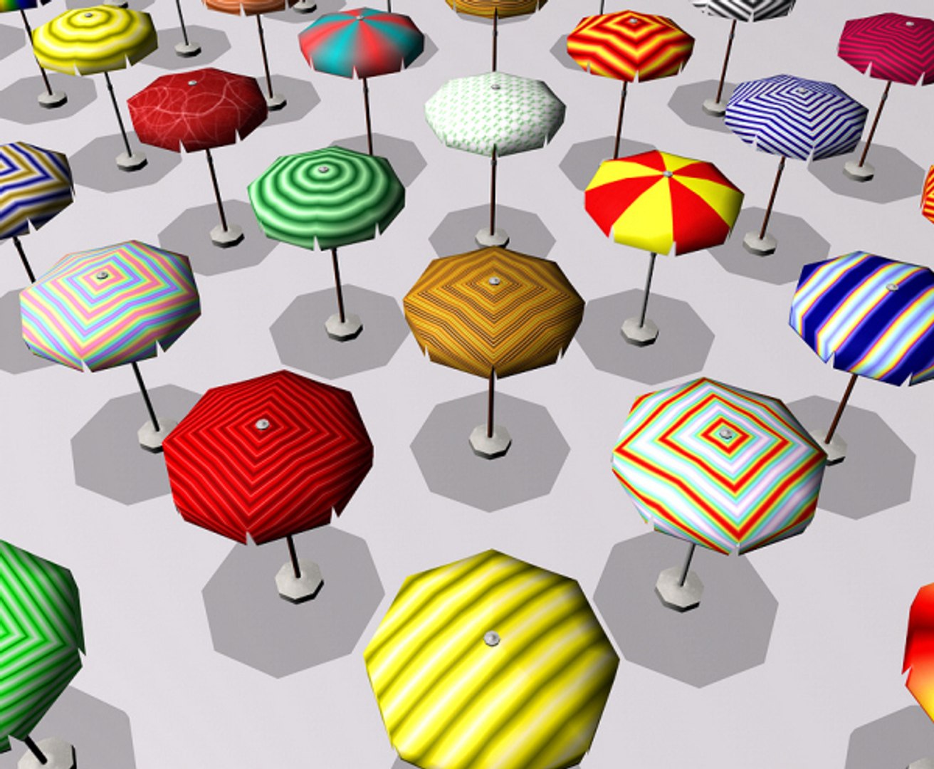 60 Parasols 3d Model