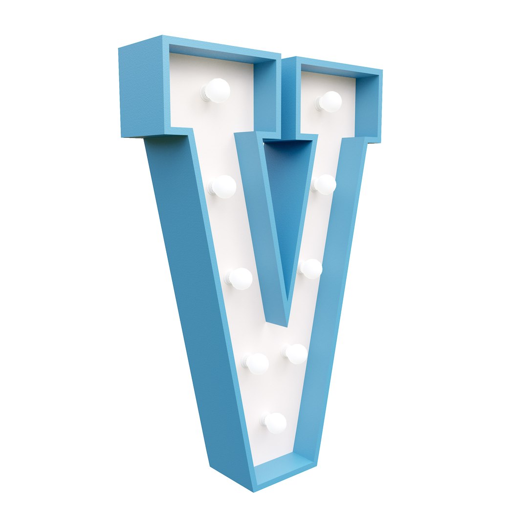 Marquee Letter V Glow Sign 3dmodel 3D - TurboSquid 1975766