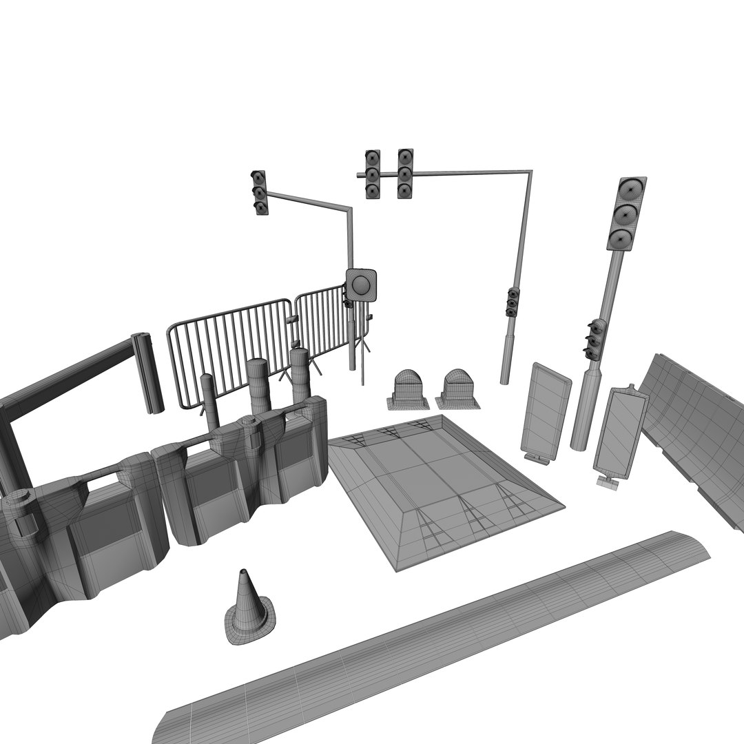 French Road Elements And Signalization Props Low-poly 3D Model Model ...