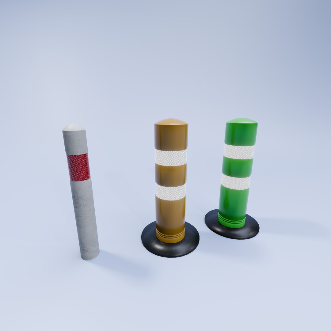 French Road Elements And Signalization Props Low-poly 3D Model Model ...