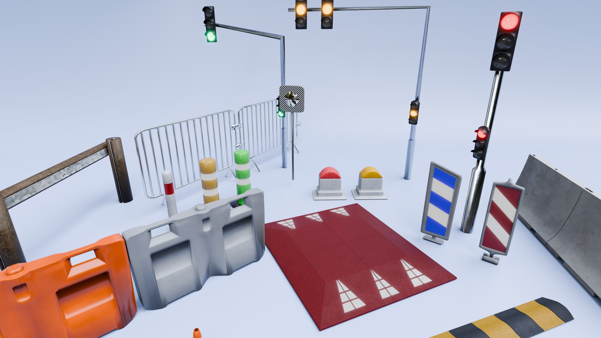 French Road Elements And Signalization Props Low-poly 3D Model Model ...