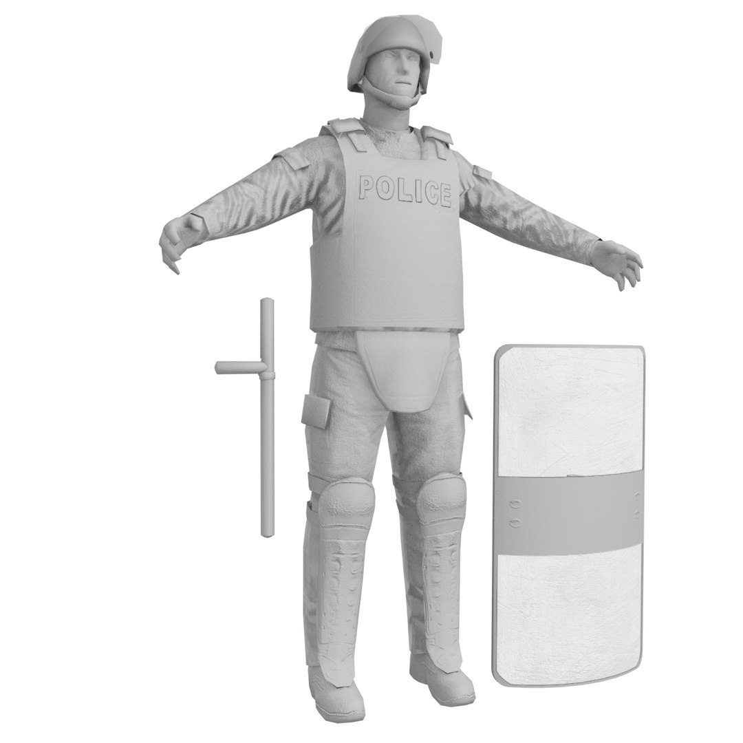 Rigged Riot Police Officer 3d Model