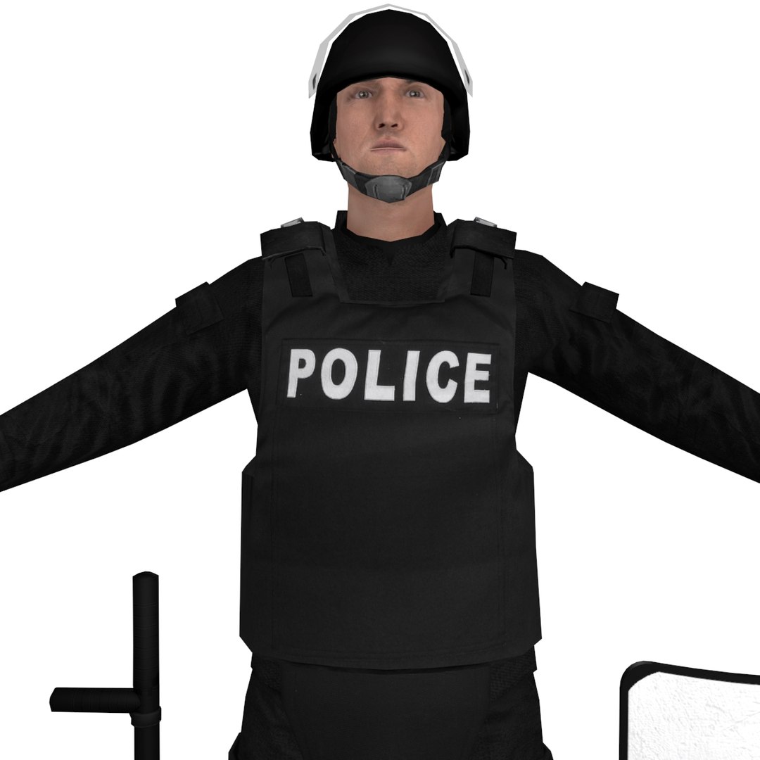 Rigged Riot Police Officer 3d Model