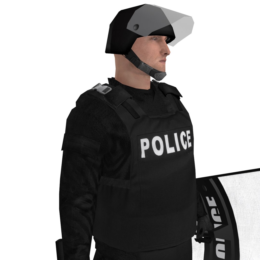 Rigged Riot Police Officer 3d Model