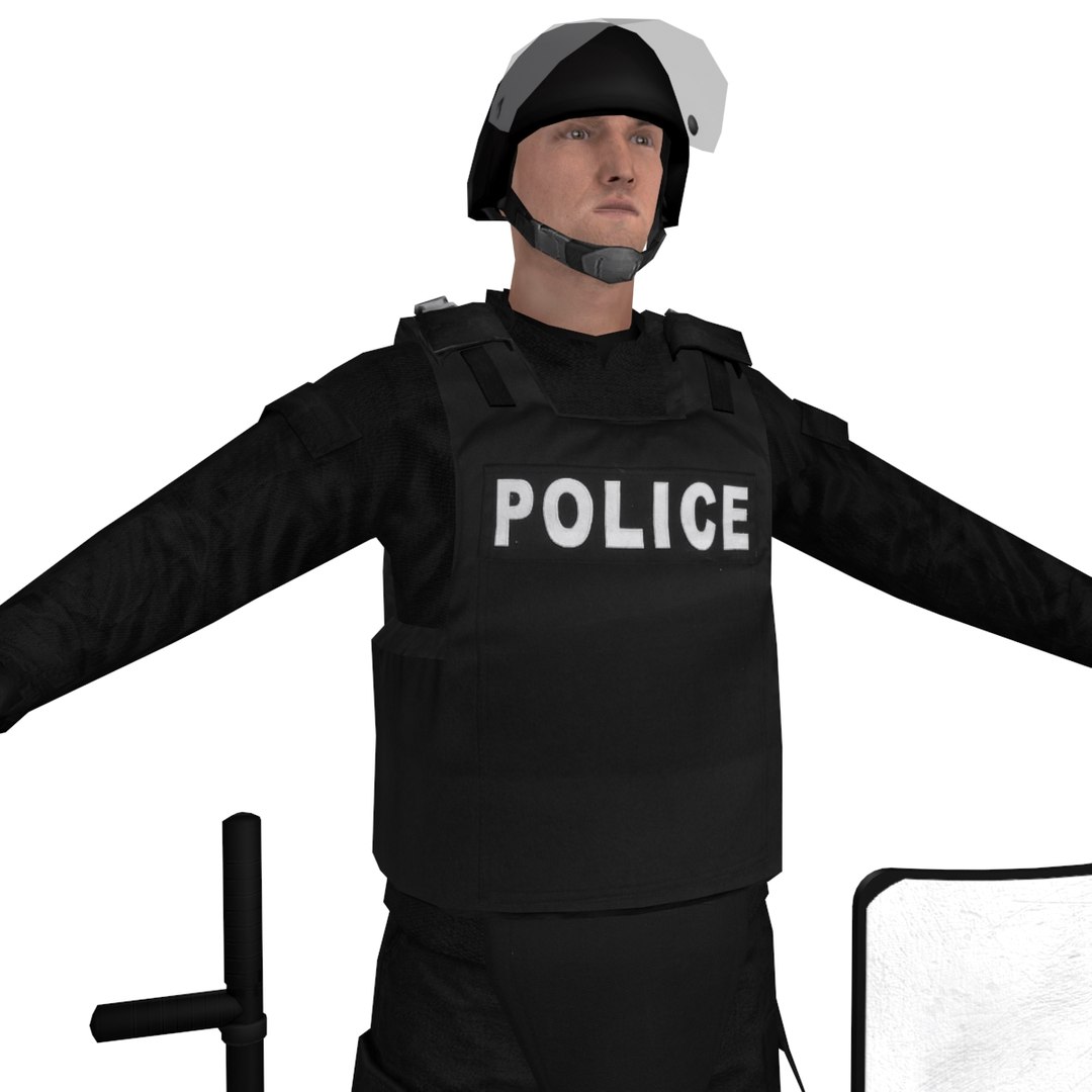 Rigged Riot Police Officer 3d Model