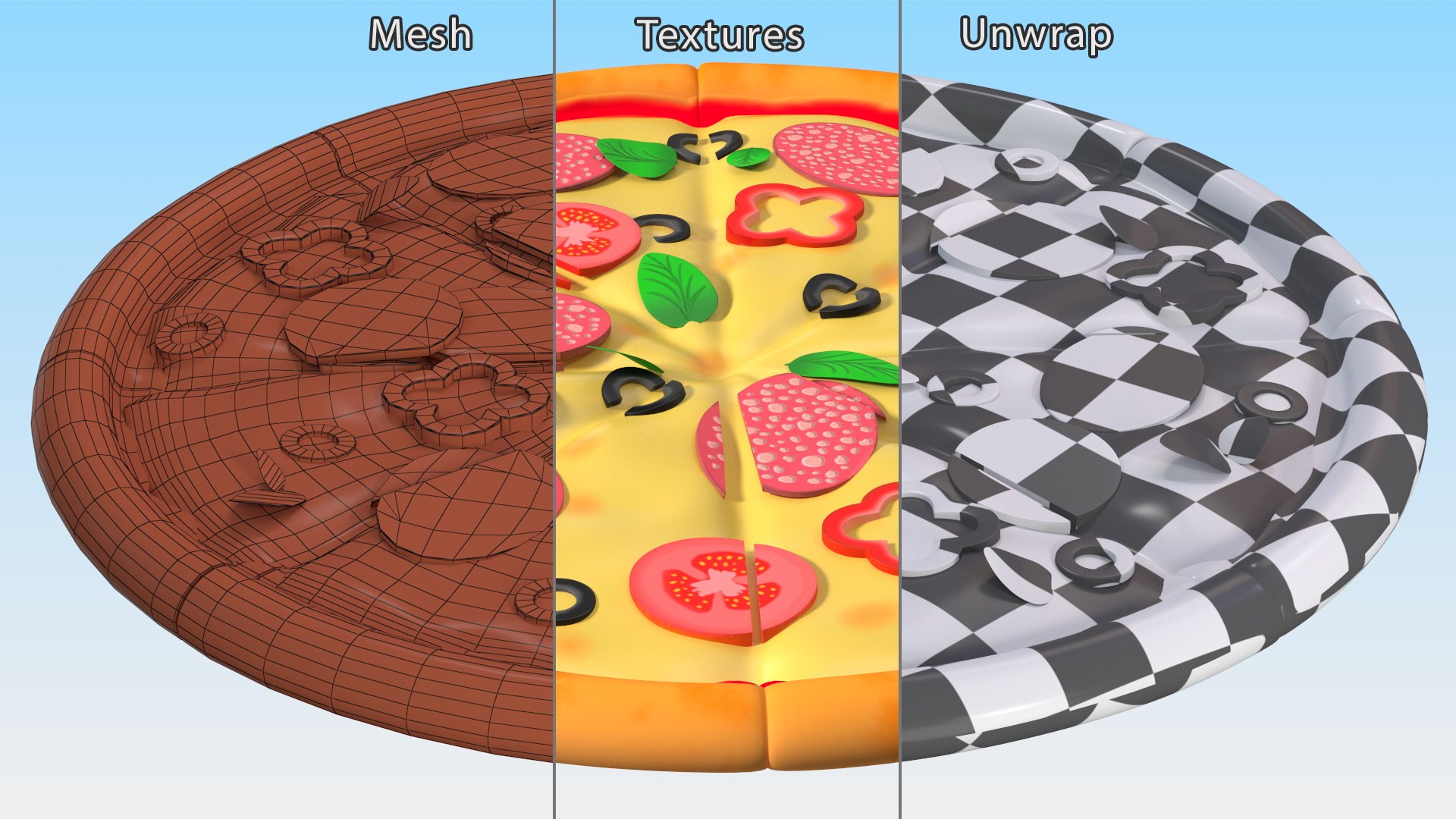 Cartoon Pizza Whole Sliced Model - TurboSquid 2045815