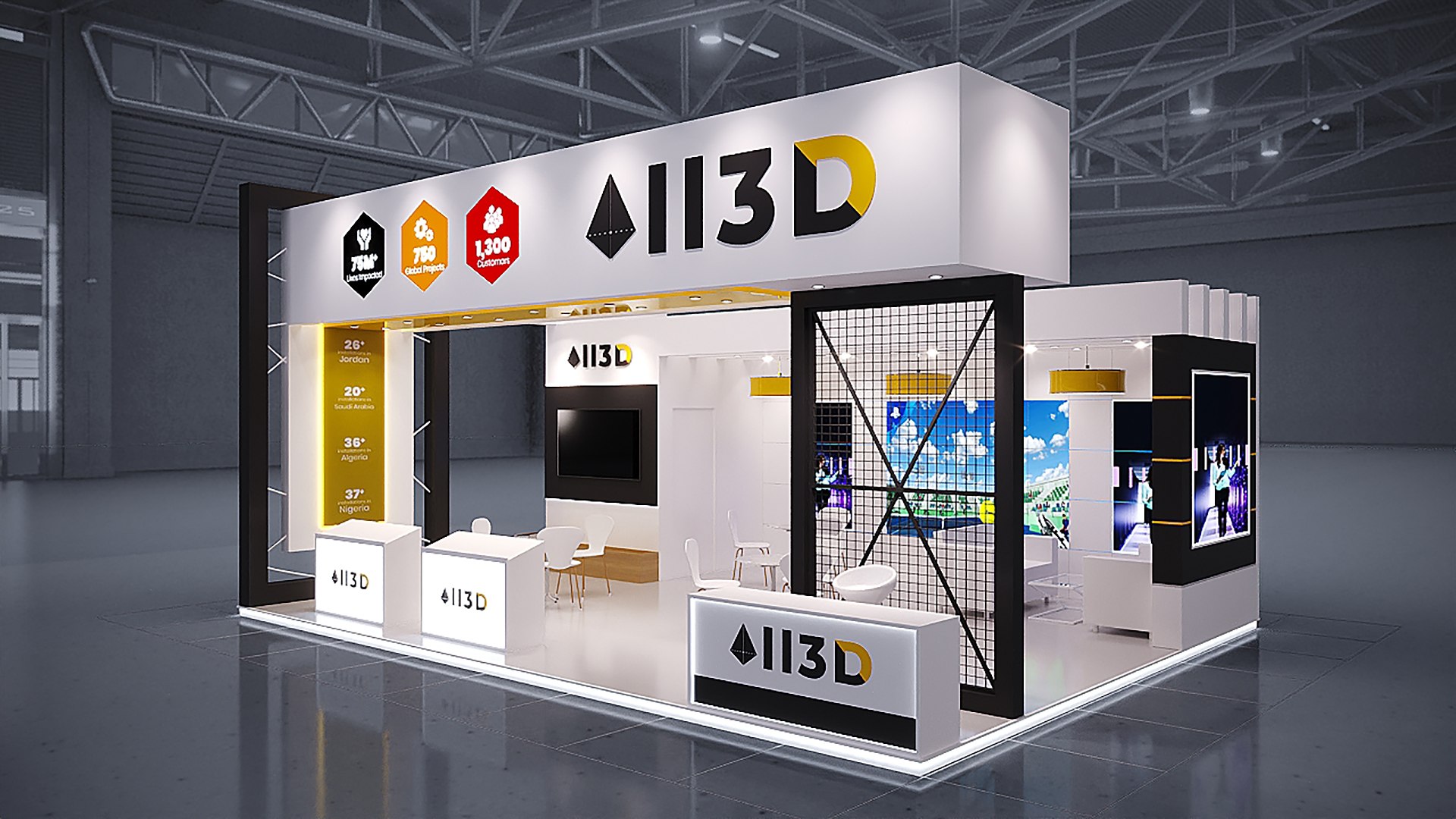 Exhibition Stall Three Side Open 8X6 3D - TurboSquid 2149477
