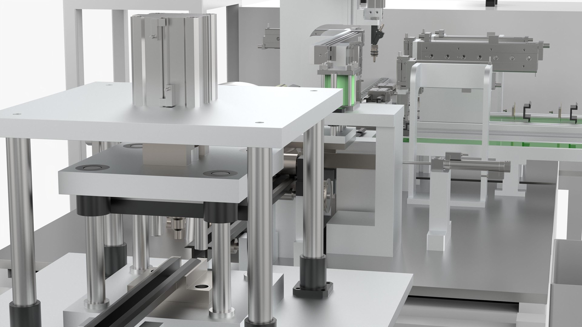 3D Automatic Profile Cutting Punching Fastener Assembly Line Model ...