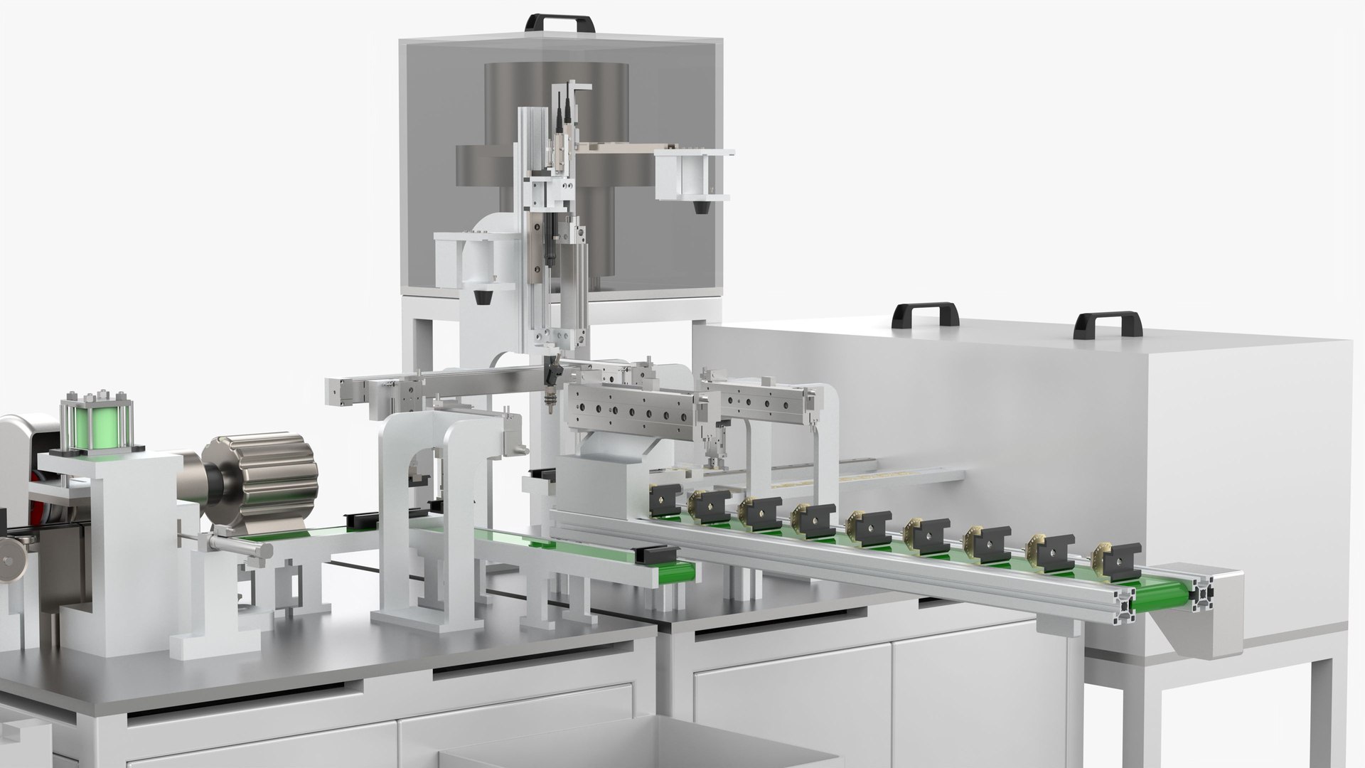 3D Automatic Profile Cutting Punching Fastener Assembly Line Model ...