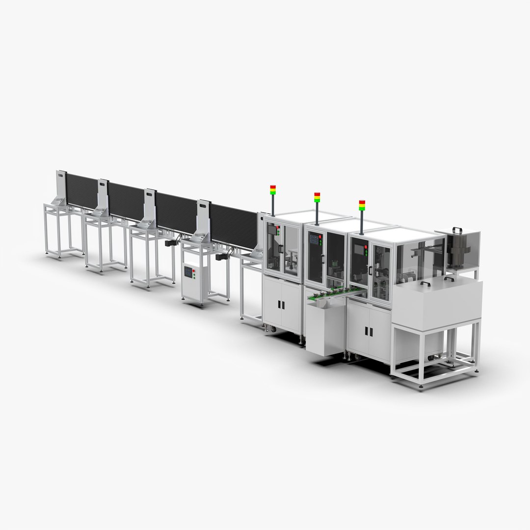 3D Automatic Profile Cutting Punching Fastener Assembly Line model ...
