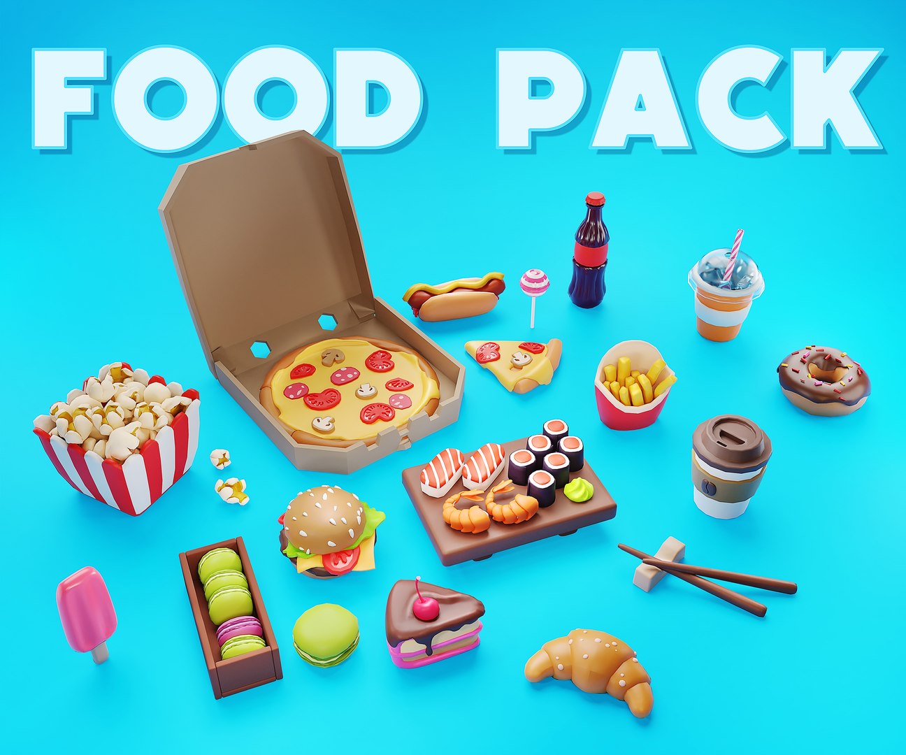 Cartoon Food Pack 3D model 3D model - TurboSquid 1912322
