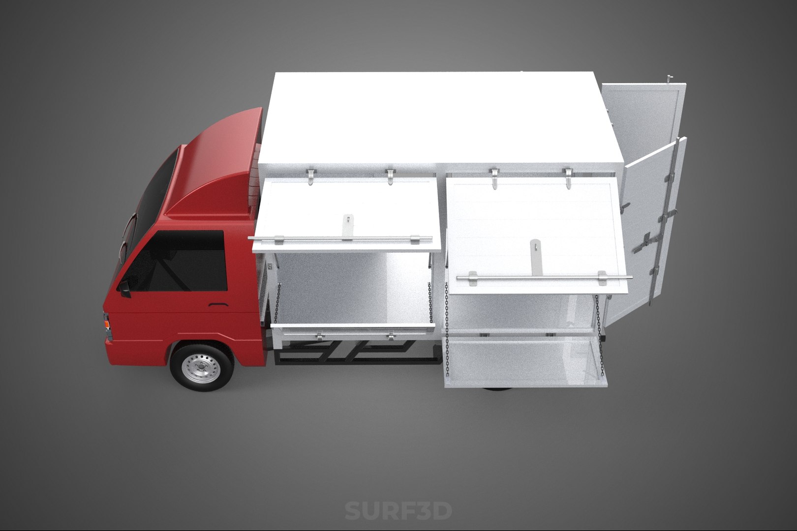 3D Model EMPTY SHIPMENT CUBE VAN BOX TRUCK PICKUP VEHICLE TRANSPORT CAR ...