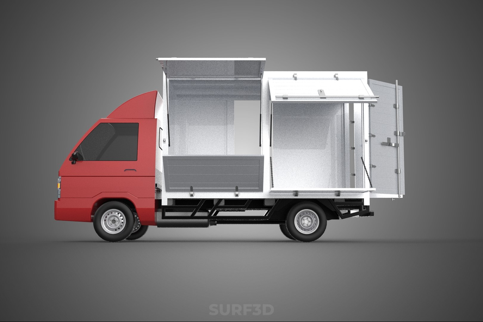 3D Model EMPTY SHIPMENT CUBE VAN BOX TRUCK PICKUP VEHICLE TRANSPORT CAR ...