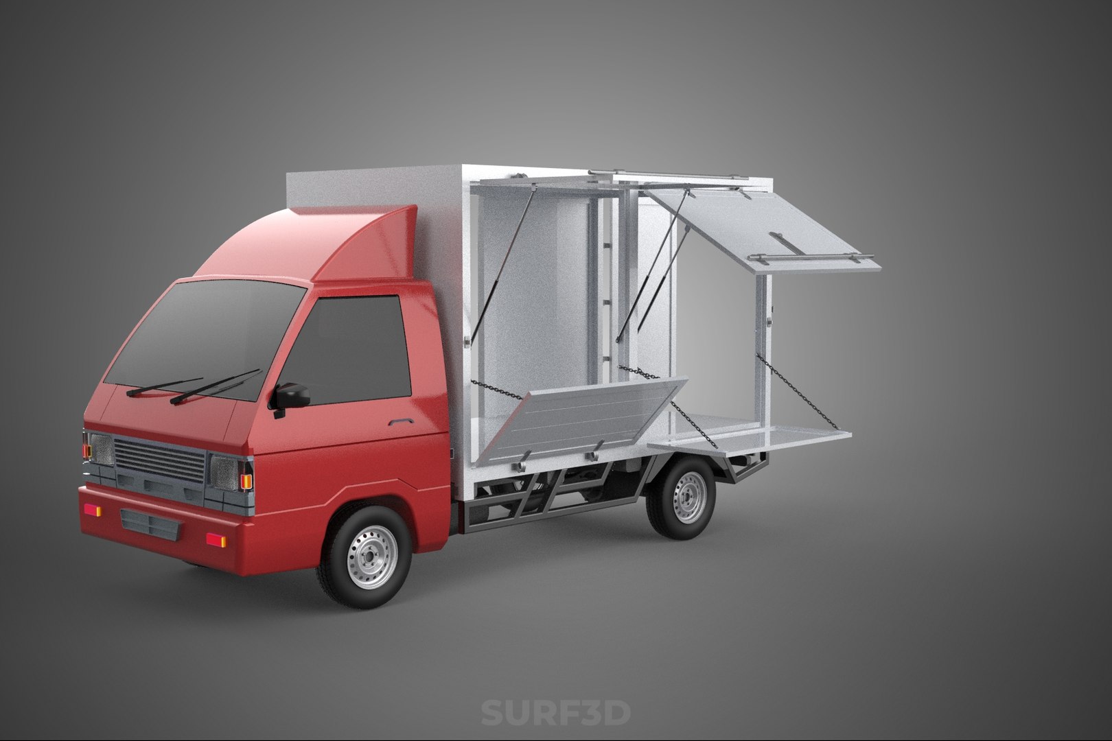 3D Model EMPTY SHIPMENT CUBE VAN BOX TRUCK PICKUP VEHICLE TRANSPORT CAR ...