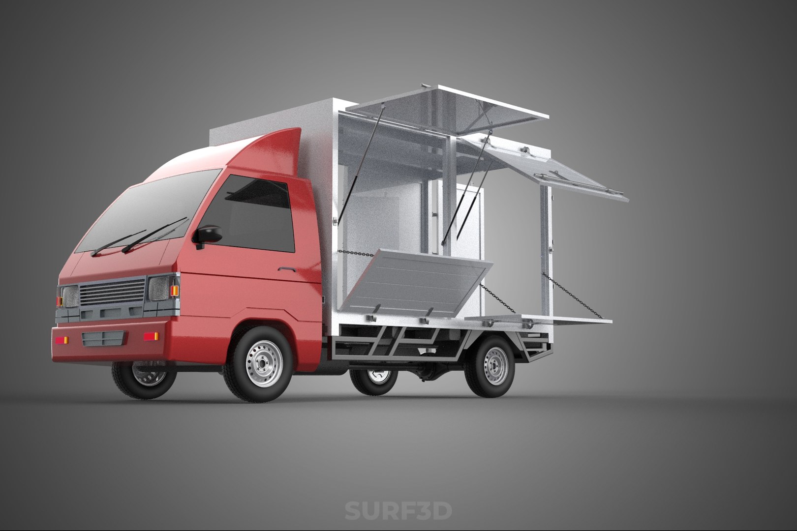 3D Model EMPTY SHIPMENT CUBE VAN BOX TRUCK PICKUP VEHICLE TRANSPORT CAR ...