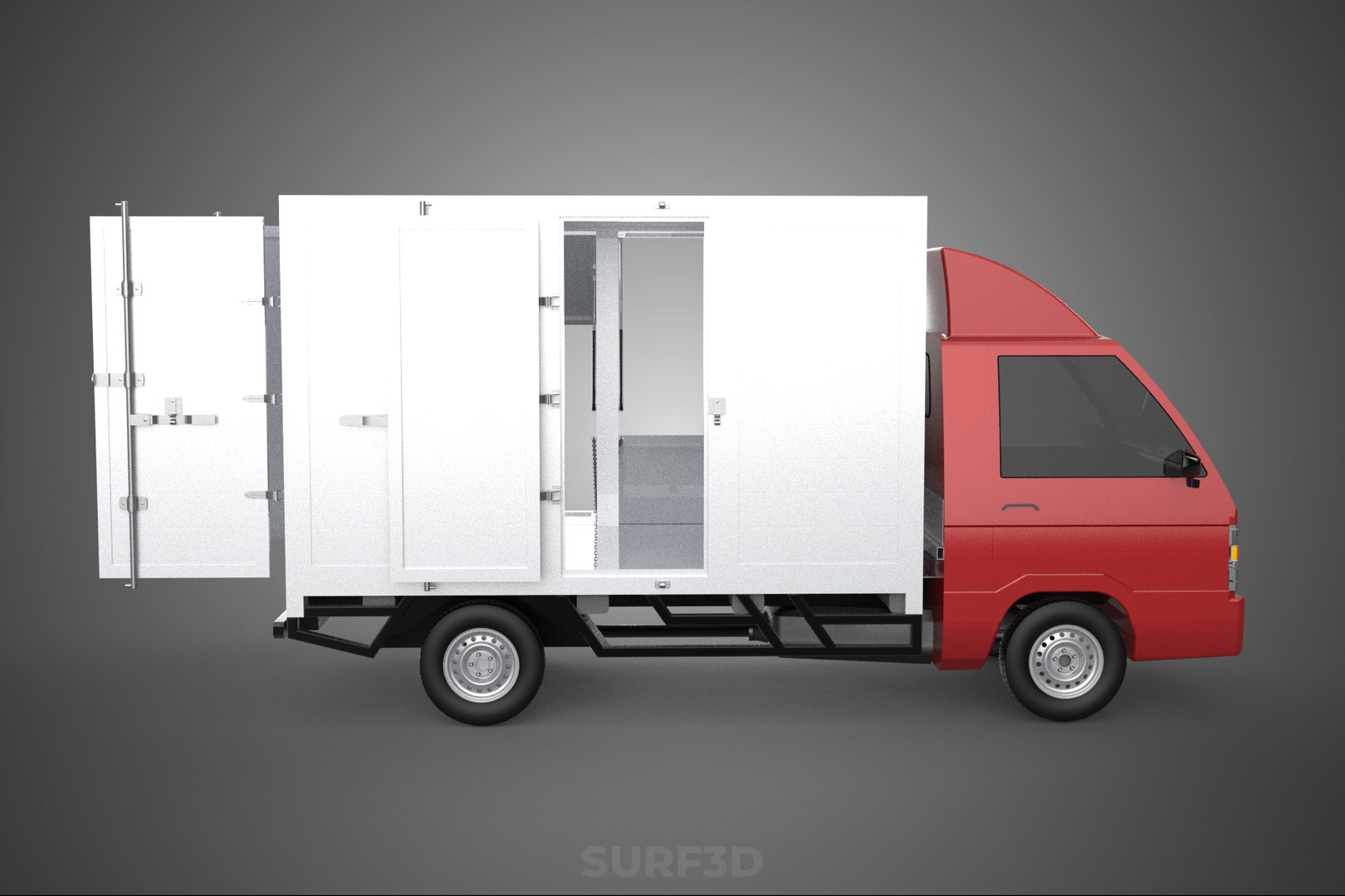 3D Model EMPTY SHIPMENT CUBE VAN BOX TRUCK PICKUP VEHICLE TRANSPORT CAR ...