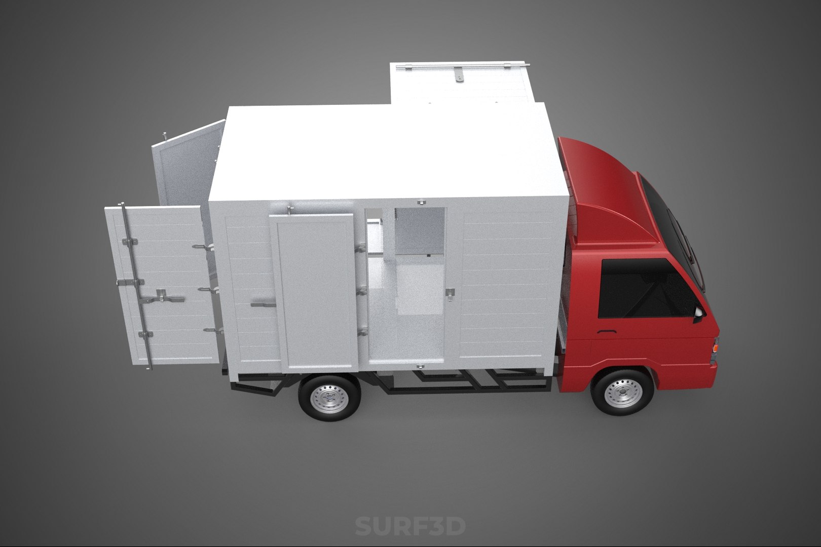 3D Model EMPTY SHIPMENT CUBE VAN BOX TRUCK PICKUP VEHICLE TRANSPORT CAR ...