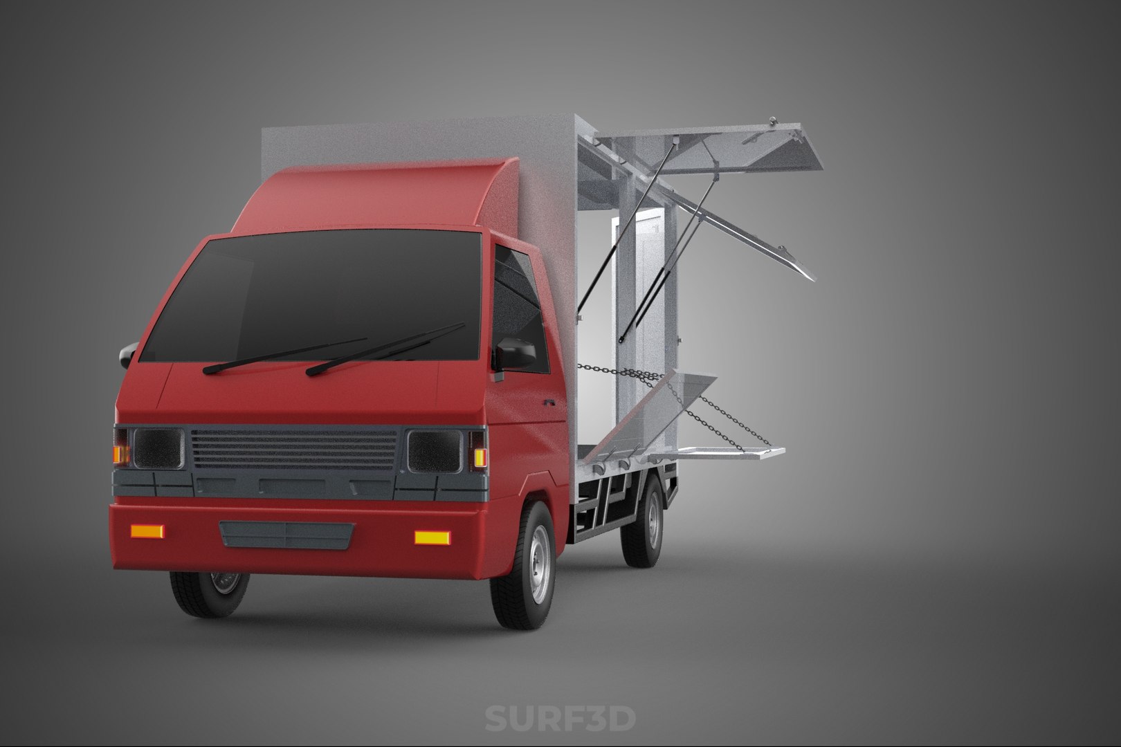 3D Model EMPTY SHIPMENT CUBE VAN BOX TRUCK PICKUP VEHICLE TRANSPORT CAR ...
