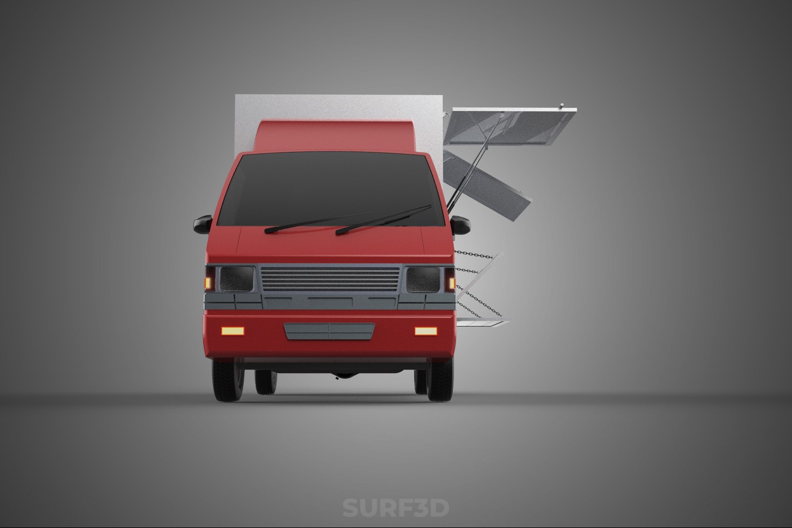 3D Model EMPTY SHIPMENT CUBE VAN BOX TRUCK PICKUP VEHICLE TRANSPORT CAR ...