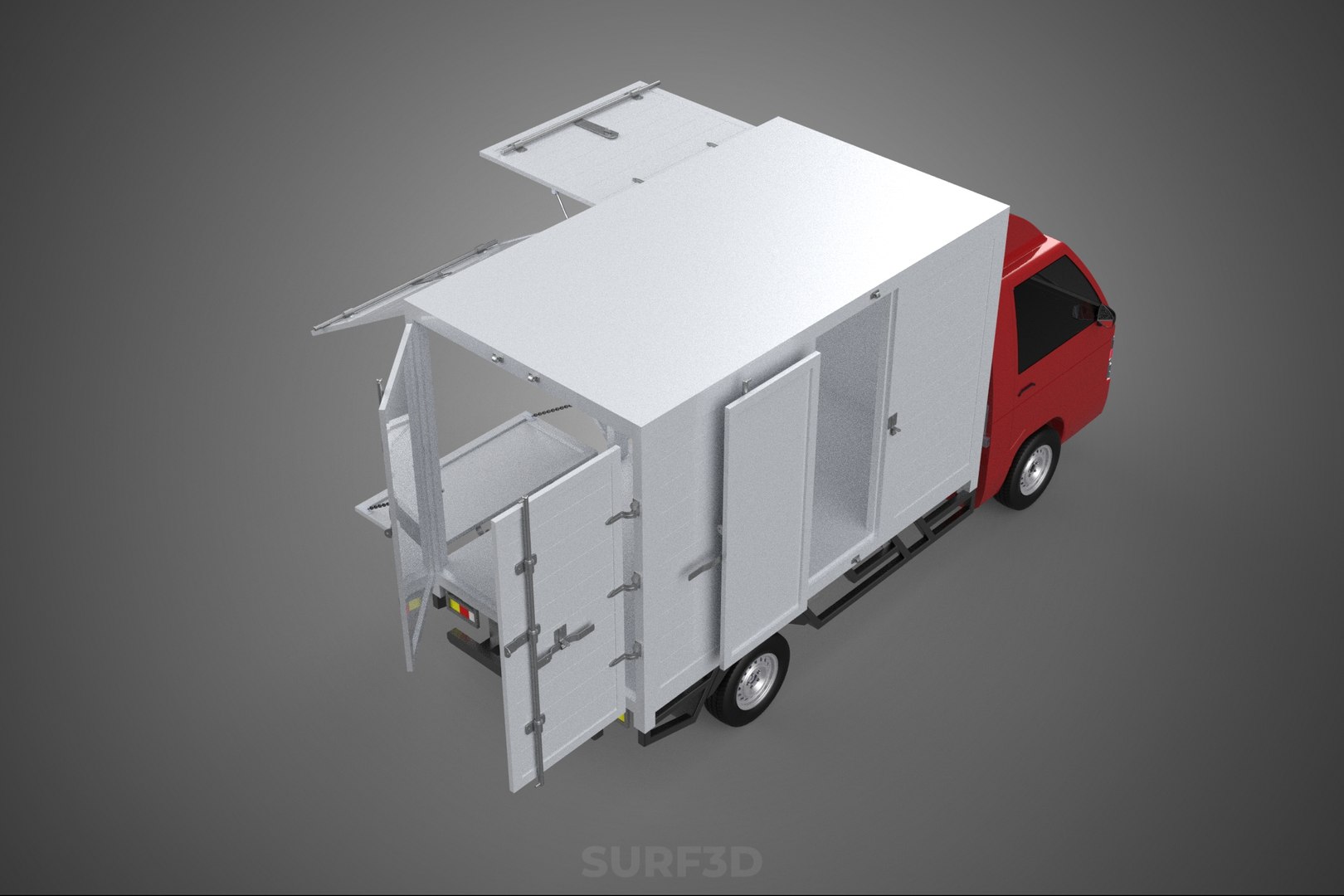 3D Model EMPTY SHIPMENT CUBE VAN BOX TRUCK PICKUP VEHICLE TRANSPORT CAR ...