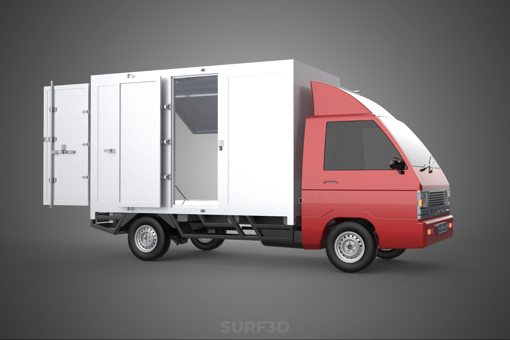 3D Model EMPTY SHIPMENT CUBE VAN BOX TRUCK PICKUP VEHICLE TRANSPORT CAR ...