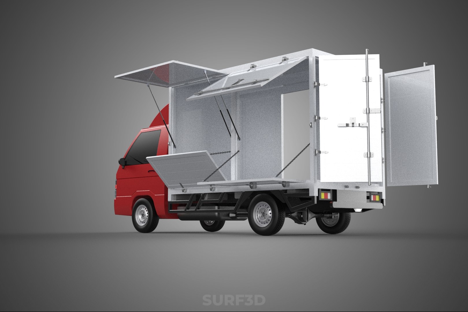 3D Model EMPTY SHIPMENT CUBE VAN BOX TRUCK PICKUP VEHICLE TRANSPORT CAR ...