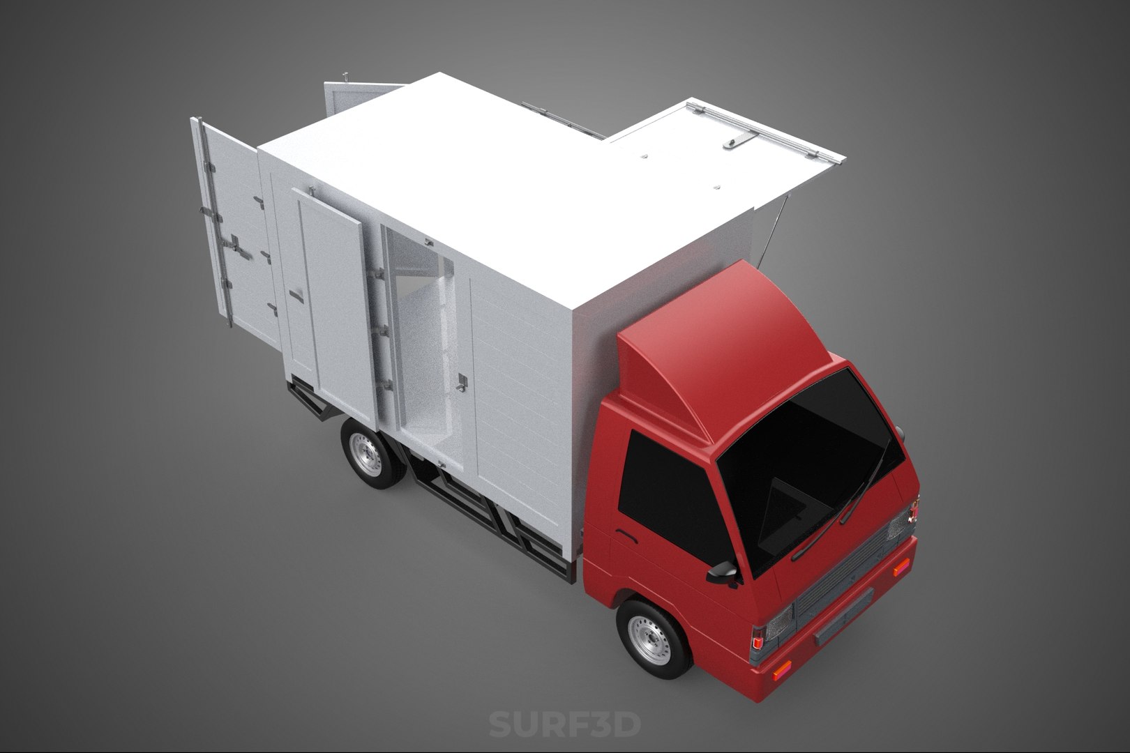 3D Model EMPTY SHIPMENT CUBE VAN BOX TRUCK PICKUP VEHICLE TRANSPORT CAR ...