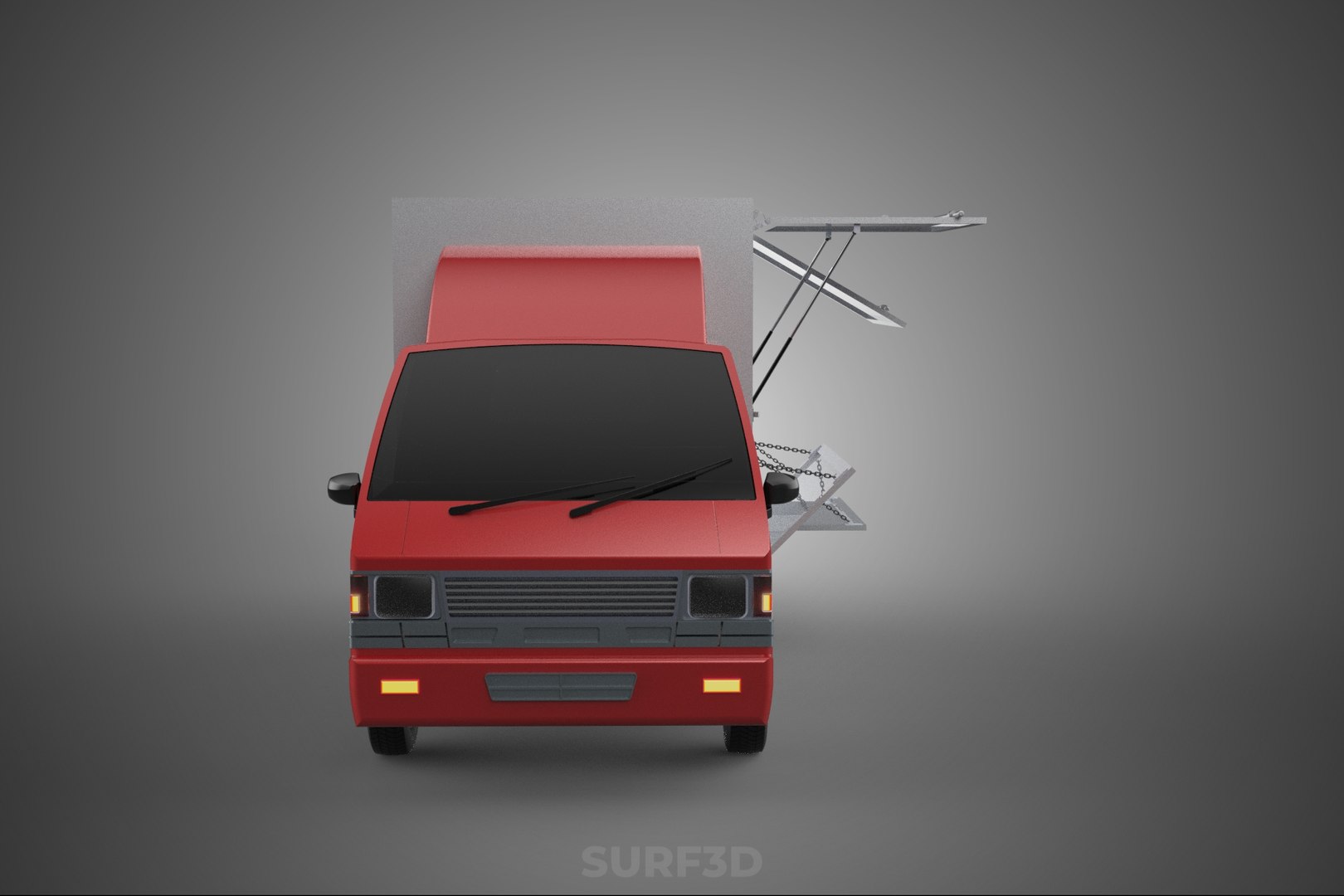 3D Model EMPTY SHIPMENT CUBE VAN BOX TRUCK PICKUP VEHICLE TRANSPORT CAR ...
