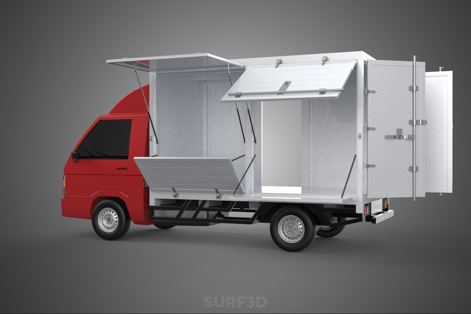 3D Model EMPTY SHIPMENT CUBE VAN BOX TRUCK PICKUP VEHICLE TRANSPORT CAR ...