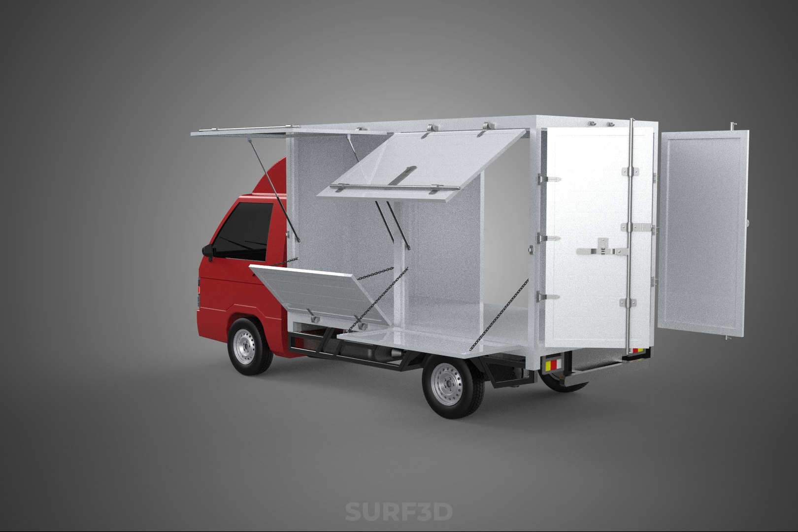 3D Model EMPTY SHIPMENT CUBE VAN BOX TRUCK PICKUP VEHICLE TRANSPORT CAR ...