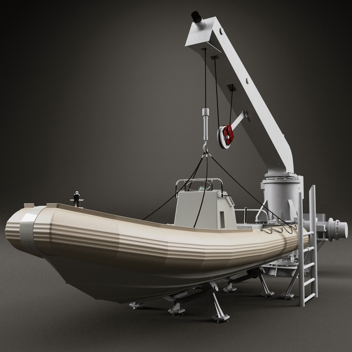 3d model boat davit rescue