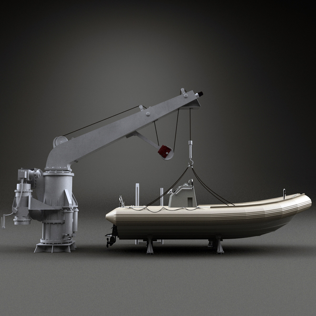 3d model boat davit rescue
