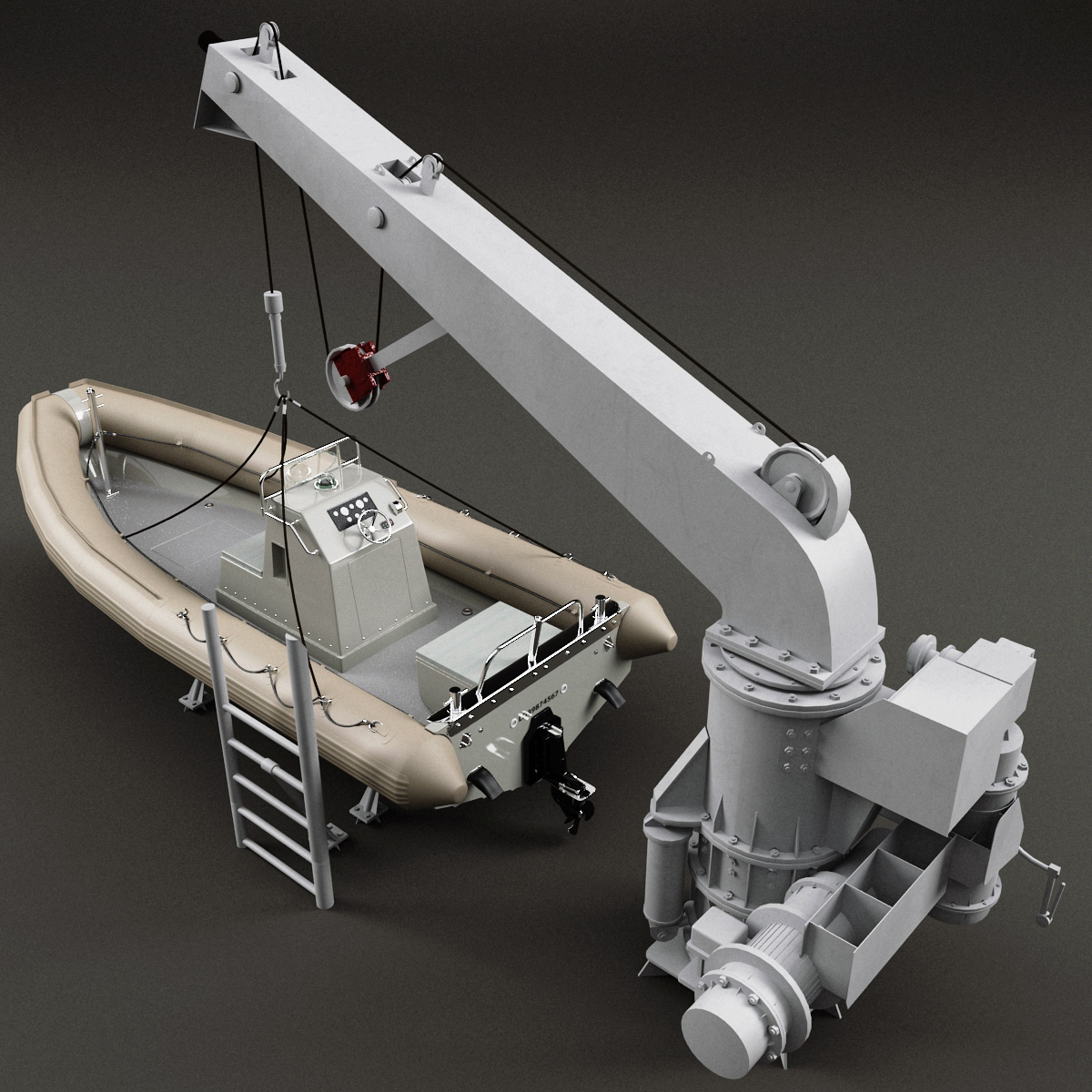 3d model boat davit rescue