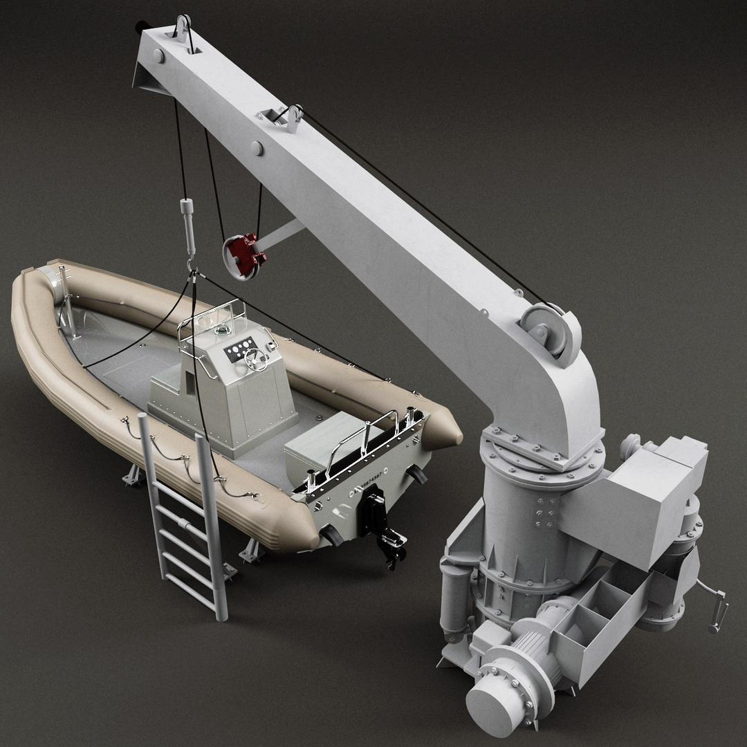 3d model boat davit rescue