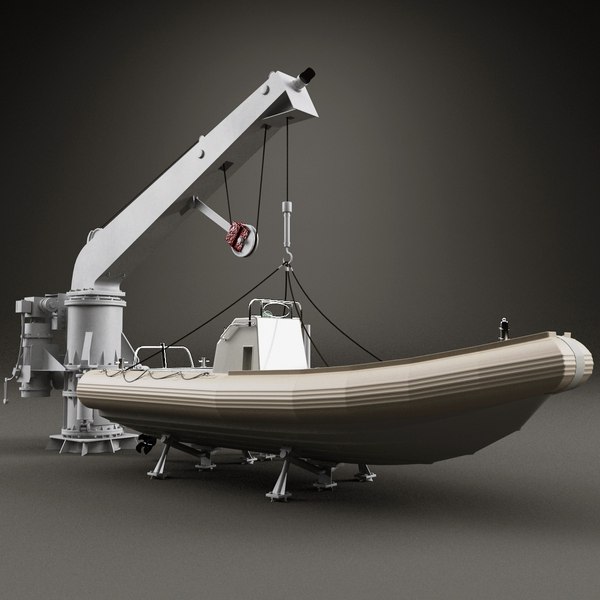 3d model boat davit rescue