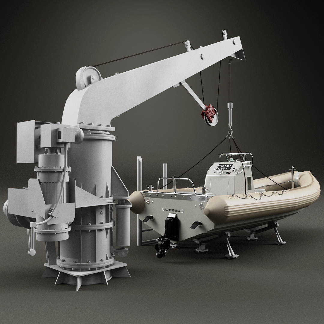 3d model boat davit rescue