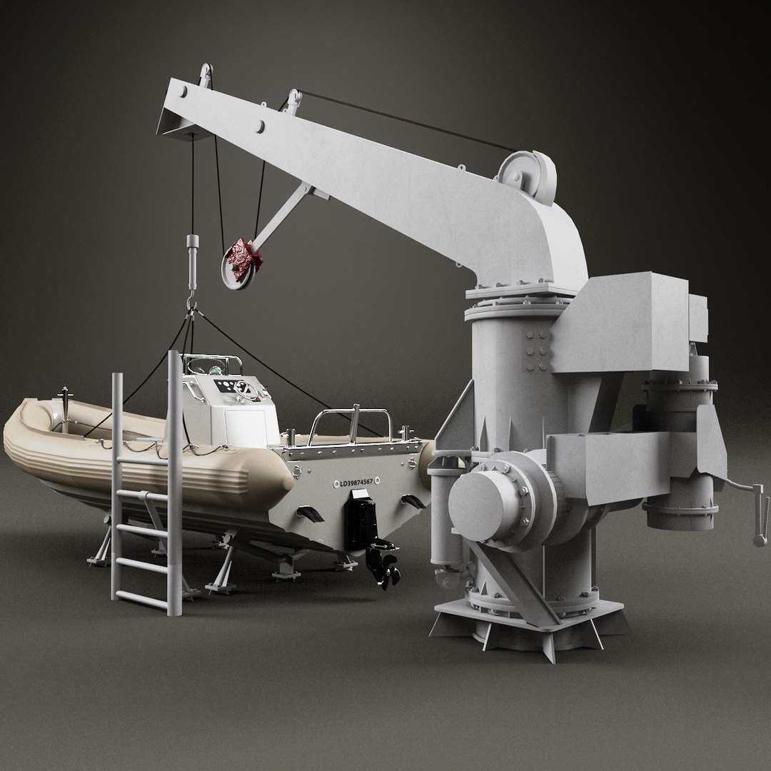 3d model boat davit rescue