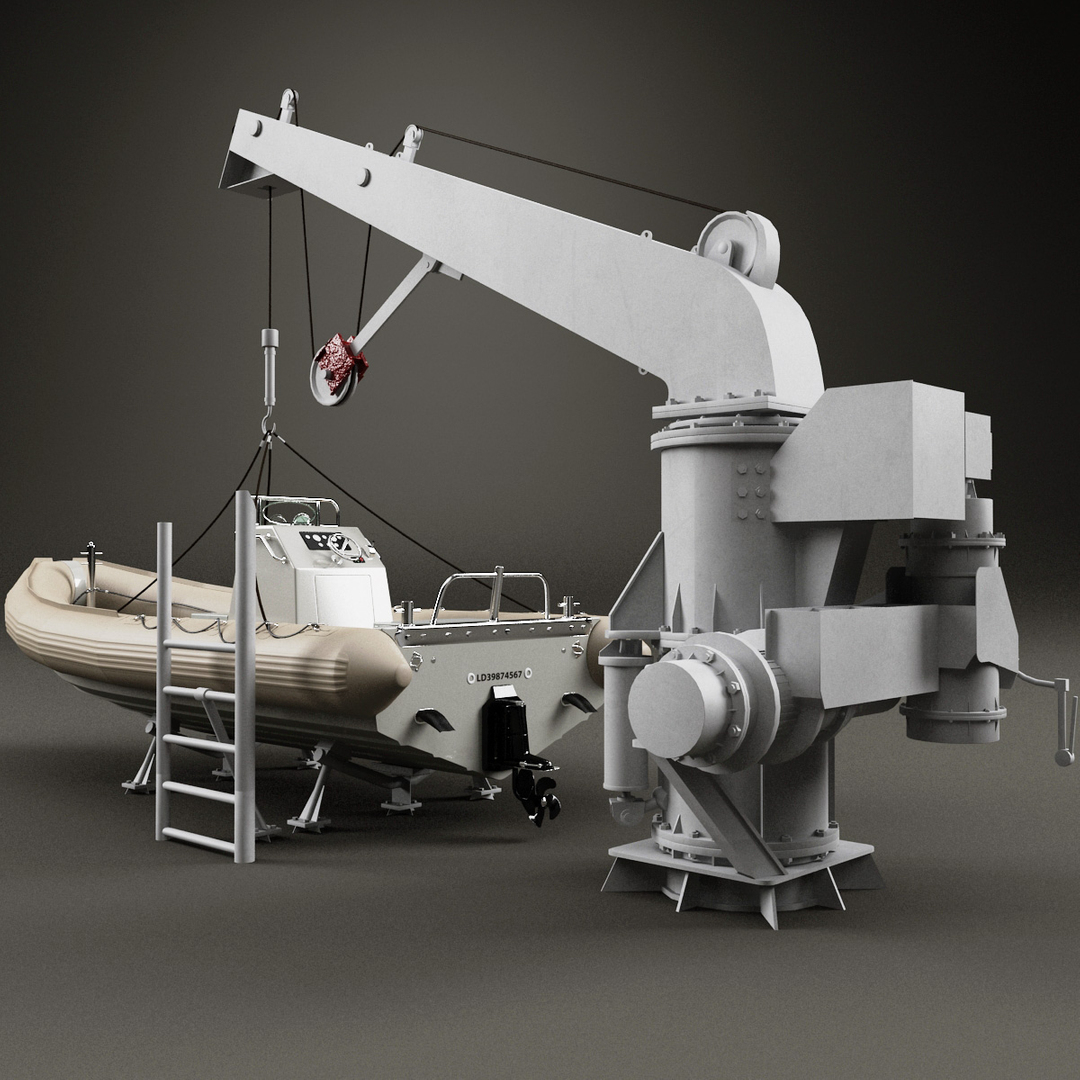 3d model boat davit rescue