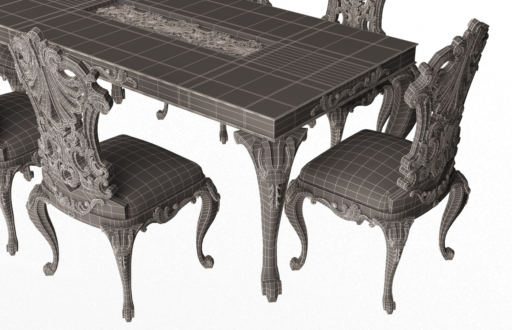 3D Model Classic Dinning Table And Chairs - TurboSquid 1823801