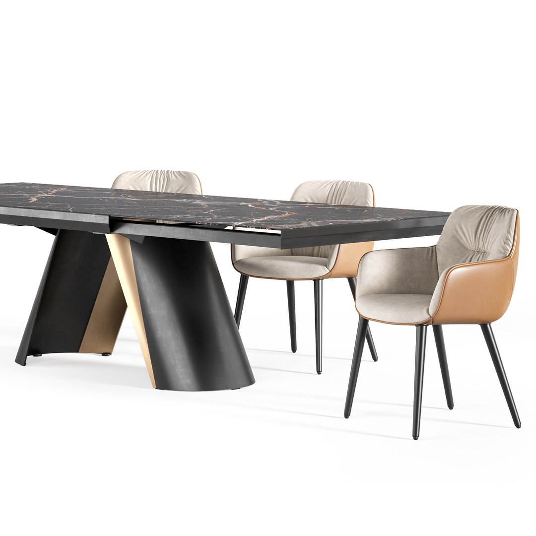 Calligaris Apian table Cocoon wood chair 3D model - TurboSquid 2010836