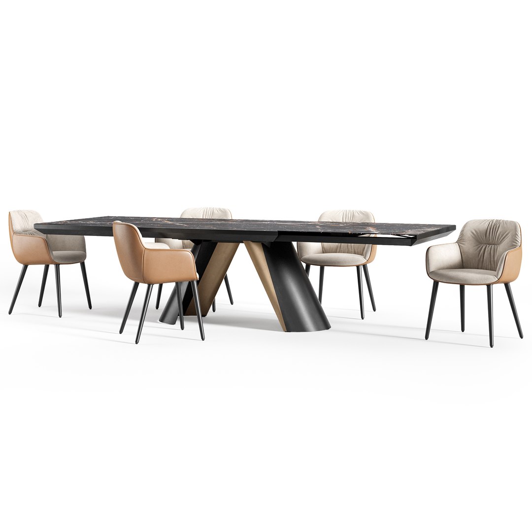 Calligaris Apian table Cocoon wood chair 3D model - TurboSquid 2010836