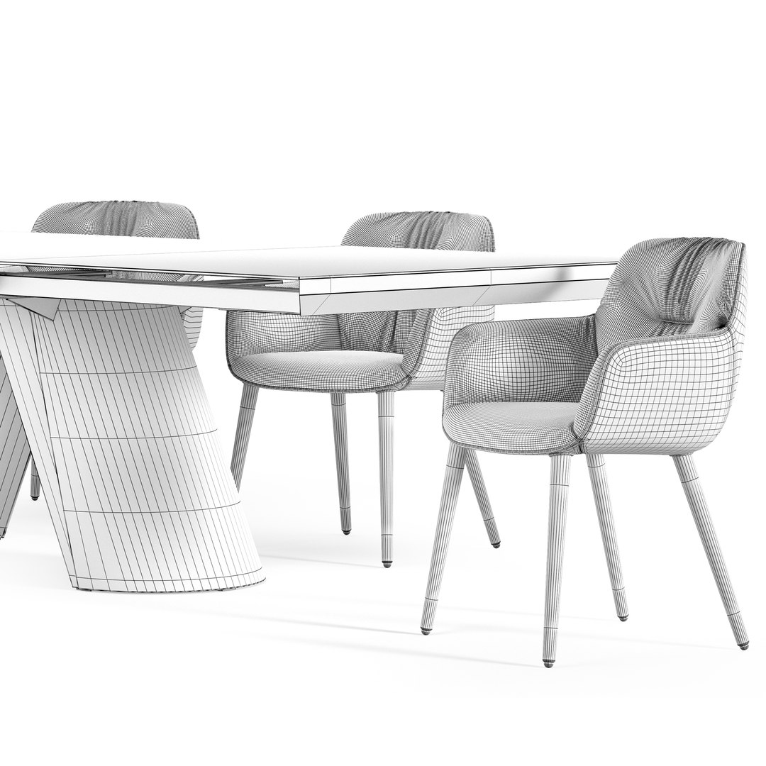 Calligaris Apian table Cocoon wood chair 3D model - TurboSquid 2010836