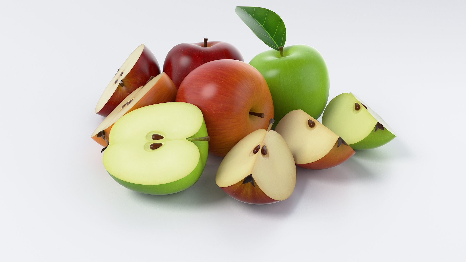Cartoon Apple Sliced And Chopped Set 3D Model - TurboSquid 2086490